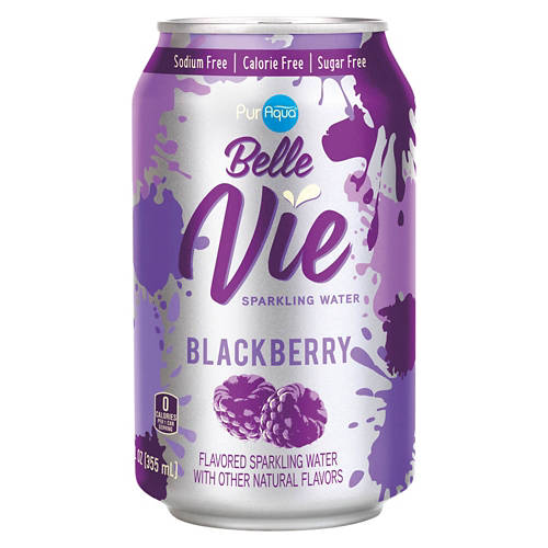 PurAqua Blackberry Belle Vie Sparkling Flavored Water - 12 pack, 12 fl oz
